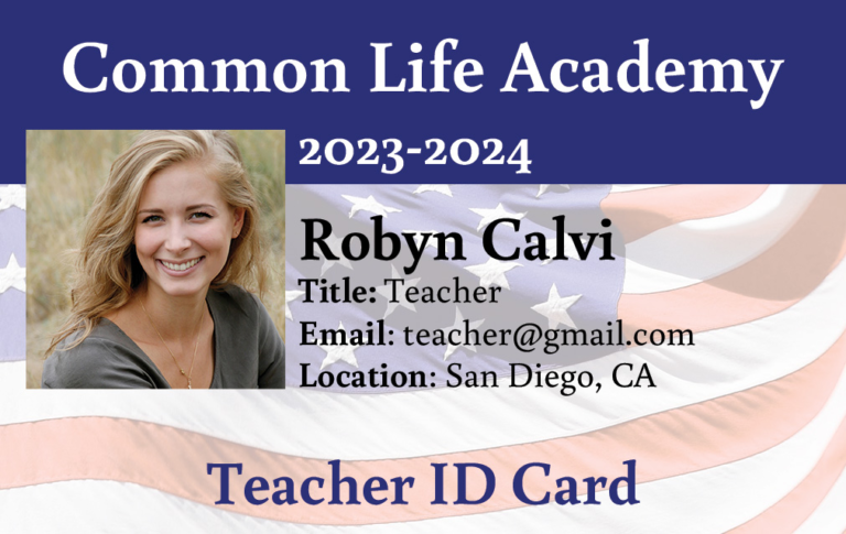 Patriotic Teacher ID Card – Visual-village